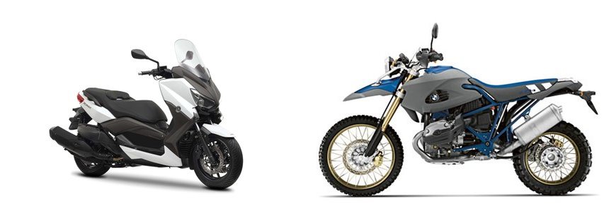 Motorrad Vergleich Yamaha XMAX 400 2013 vs. BMW HP2 Enduro 2009