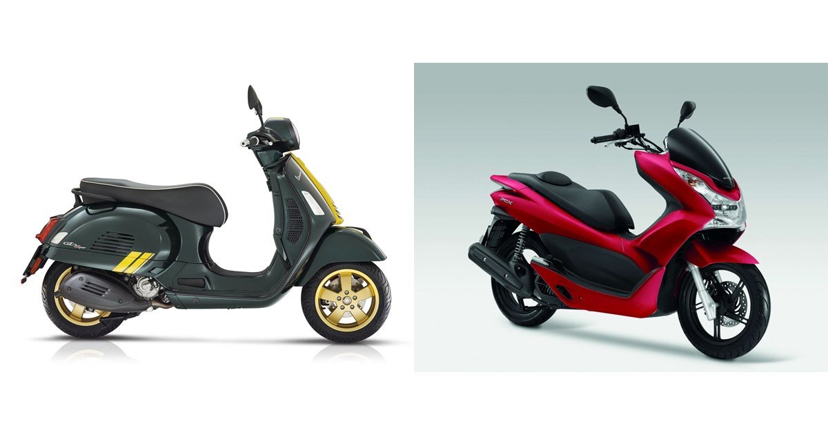 Motorrad Vergleich Vespa GTS 125 Super Racing Sixties 2022 vs. Honda ...
