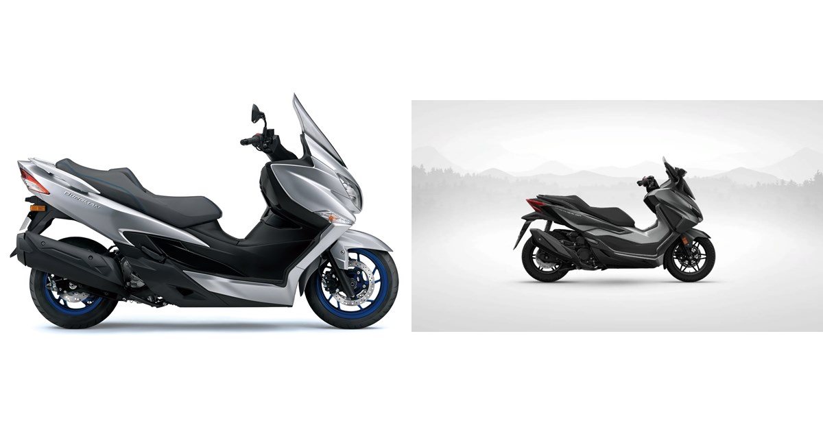 Motorrad Vergleich Suzuki Burgman 400 2023 vs. Honda Forza 350 2023