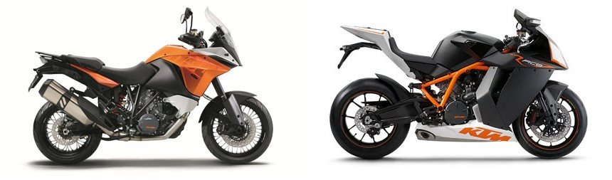 Motorrad Vergleich KTM 1190 Adventure 2015 vs. KTM 1190 RC8 R 2009
