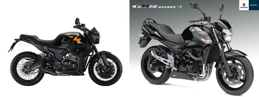Motorrad Vergleich Zontes 125 GK 2023 vs. Suzuki GSR 600 2013