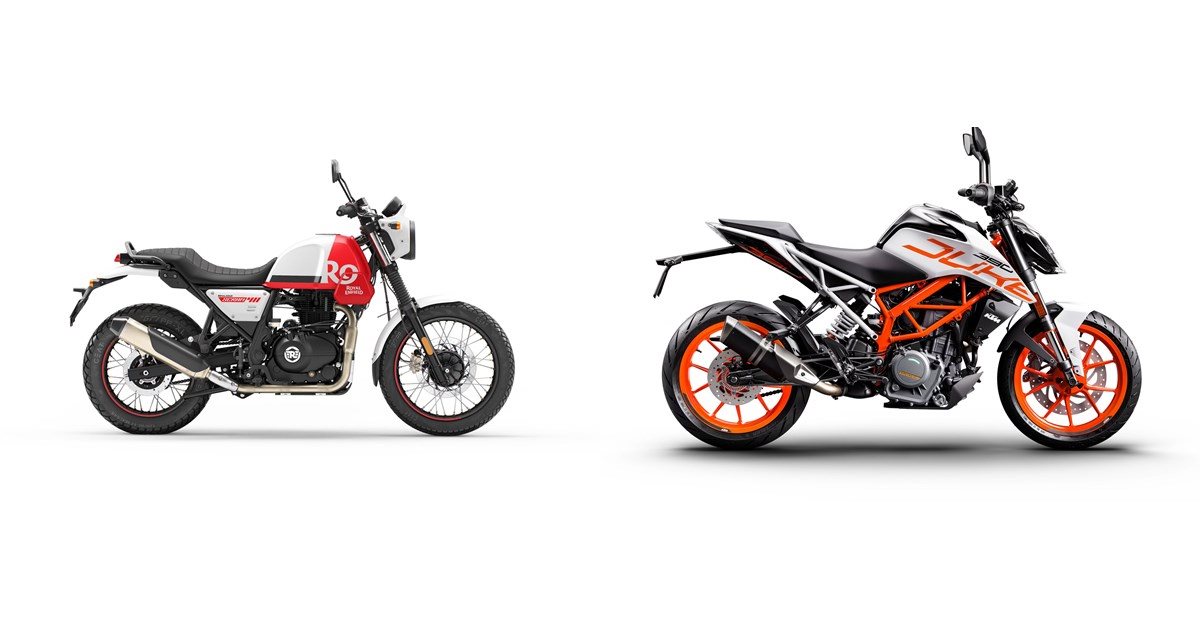 Comparaison des motos Royal Enfield Scram 411 2022 VS. KTM 390 Duke 2018
