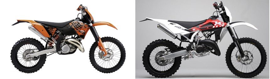 Motorrad Vergleich KTM 125 EXC 2008 vs. Husqvarna WR 125 2009