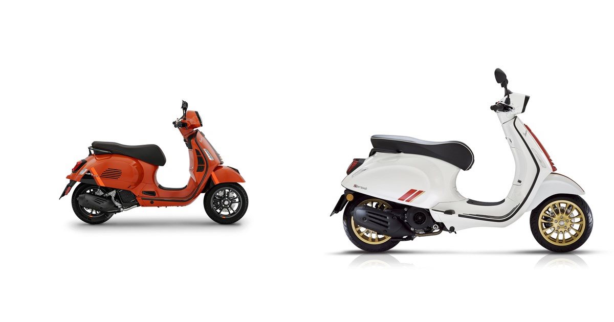 Motorrad Vergleich Vespa GTS 125 Super Sport 2023 vs. Vespa Sprint 125 Racing Sixties 2022