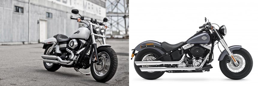 Motorrad Vergleich Harley-Davidson Dyna Fat Bob FXDF 2011 vs. Harley-Davidson Softail Slim FLS 2014