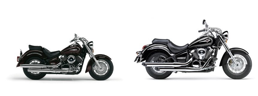 Motorrad Vergleich Yamaha XVS 1100 Drag Star Classic 2007 vs. Kawasaki ...