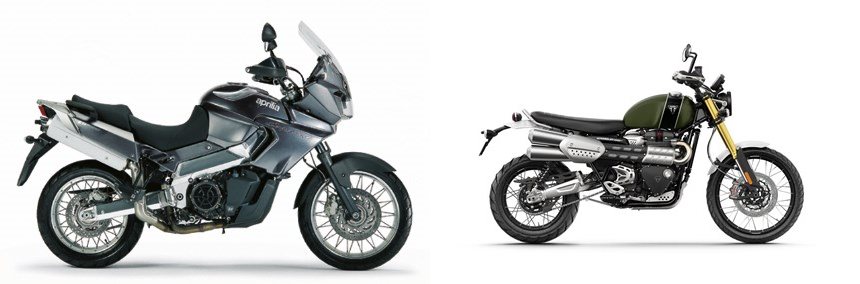 Motorrad Vergleich Aprilia ETV 1000 CapoNord 2005 vs. Triumph Scrambler ...