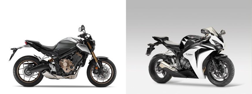 Motorrad Vergleich Honda CB650R 2021 vs. Honda CBR1000RR Fireblade 2010