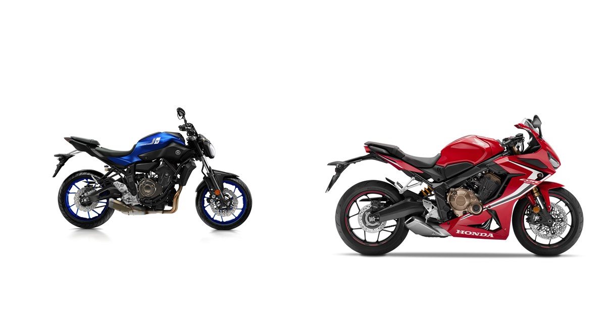 Comparaison des motos Yamaha MT-07 2017 VS. Honda CBR650R 2019