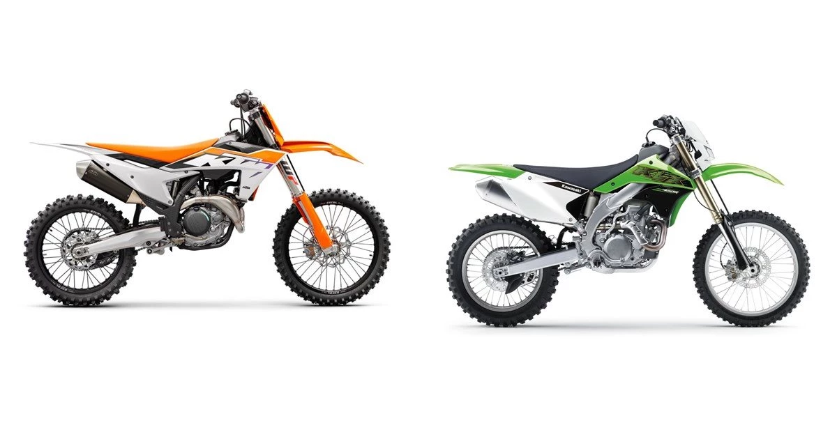 Motorrad Vergleich KTM 450 SX-F 2023 vs. Kawasaki KLX 450 R 2020