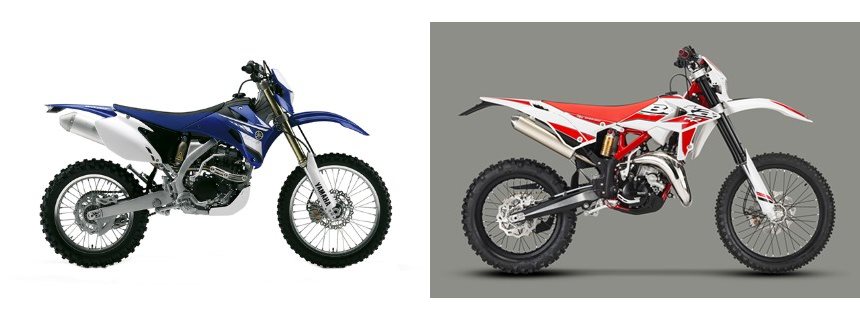 Motorrad Vergleich Yamaha WR250F 2008 vs. Beta RR 125 2T 2019