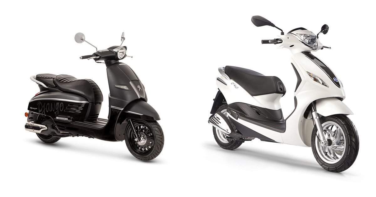 Motorrad Vergleich Peugeot Django 125 ABS Dark 2022 vs. Piaggio New Fly ...