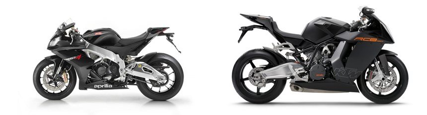 Motorrad Vergleich Aprilia RSV 4 R 2010 vs. KTM 1190 RC8 2010