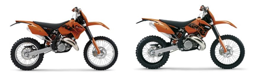 Motorrad Vergleich KTM 125 EXC 2006 vs. KTM 300 EXC 2007
