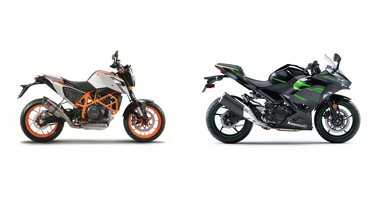 Motorrad Vergleich KTM 690 Duke R 2015 vs. Kawasaki Ninja 400 2020