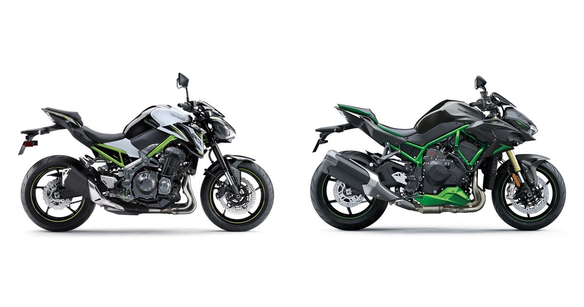 Motorrad Vergleich Kawasaki Z900 70kW 2019 vs. Kawasaki Z H2 SE 2023