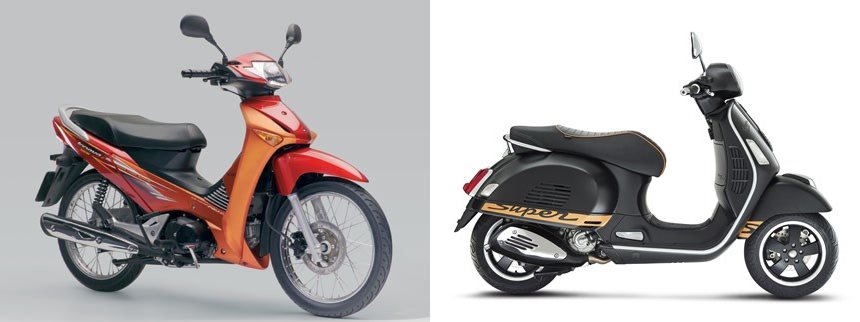 Motorrad Vergleich Honda ANF 125 Innova 2009 vs. Vespa GTS 125 i.e. Super Sport 2014
