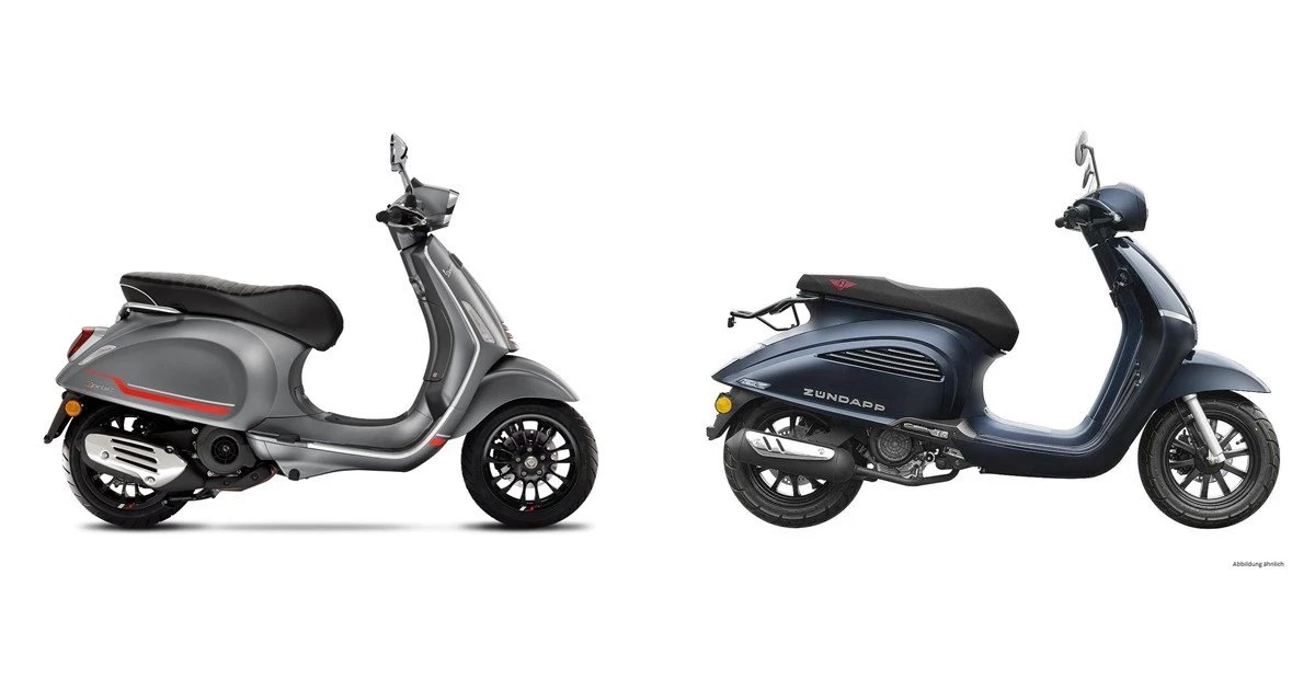 Motorrad Vergleich Vespa Sprint 125 S 2023 vs. Zündapp Bella R 50 2020