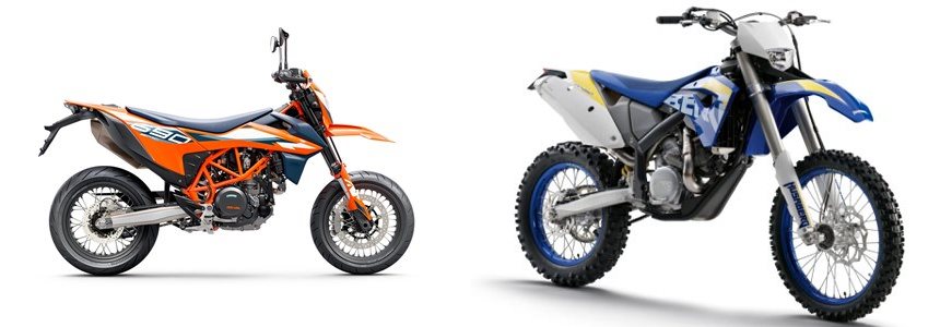 Motorrad Vergleich KTM 690 SMC R 2023 vs. Husaberg FE 450 2009