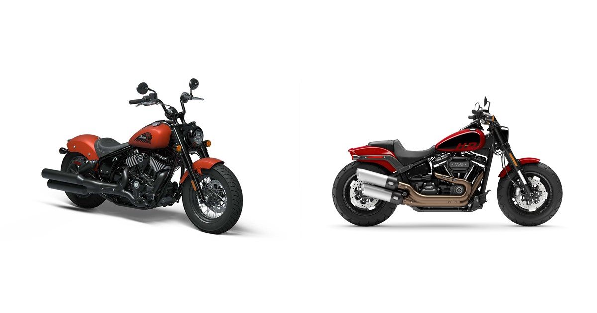 Motorrad Vergleich Indian Chief Bobber Dark Horse 2023 vs. Harley-Davidson Softail Fat Bob 114 ...