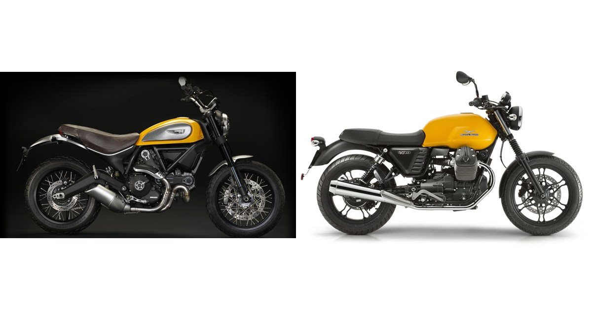 Motorrad Vergleich Ducati Scrambler Classic 2016 vs. Moto Guzzi V7 II ...