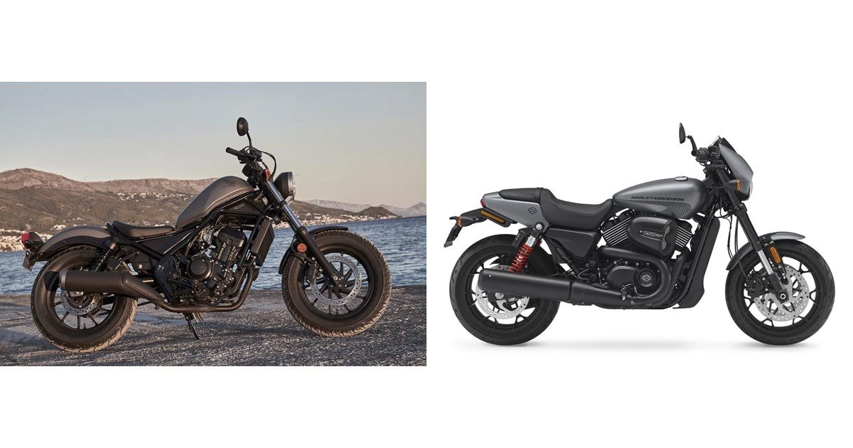 Motorrad Vergleich Honda CMX500 Rebel 2018 vs. Harley-Davidson Street ...