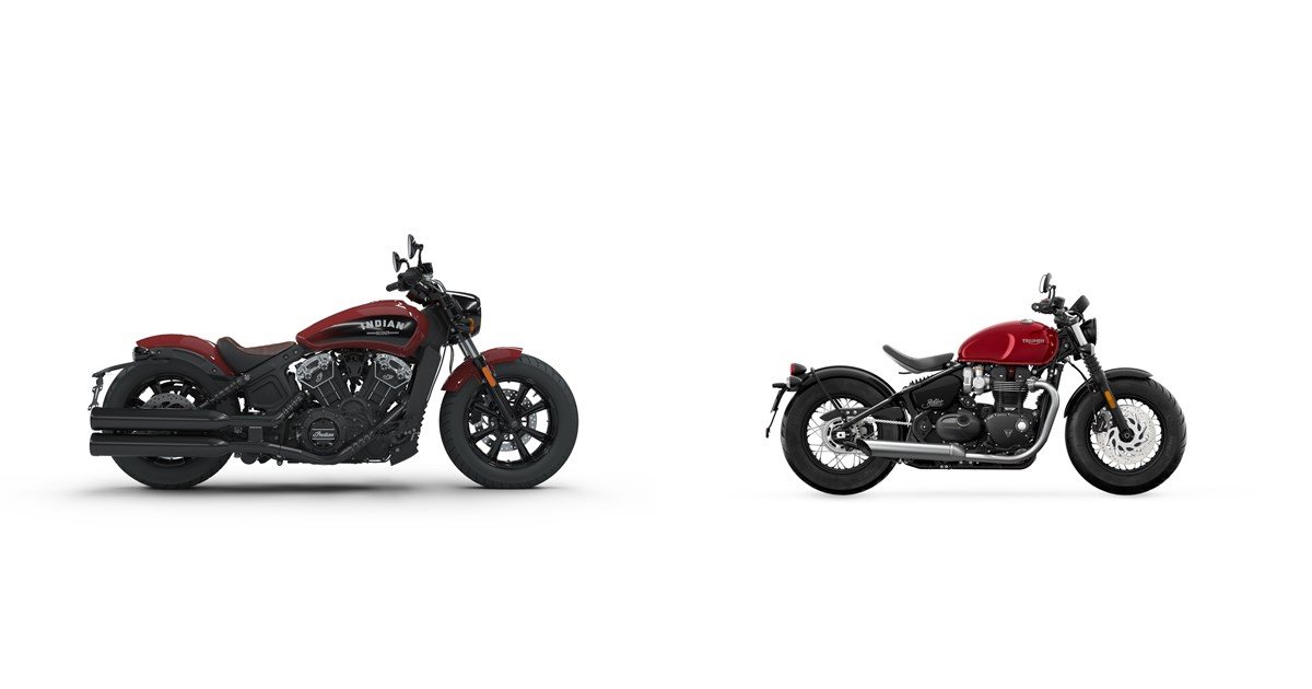 Motorrad Vergleich Indian Scout Bobber 1131 2018 vs. Triumph Bonneville ...