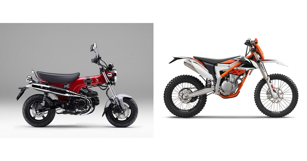Motorrad Vergleich Honda Dax 125 2023 vs. KTM Freeride 250 F 2018