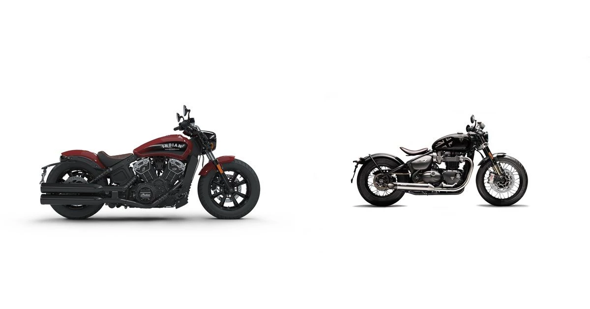 Motorrad Vergleich Indian Scout Bobber 1131 2019 vs. Triumph Bonneville ...