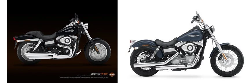 Motorrad Vergleich Harley-Davidson Dyna Fat Bob FXDF 2010 vs. Harley ...