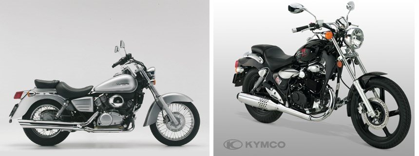 Motorrad Vergleich Honda VT 125 Shadow 2008 vs. Kymco Zing II 2011