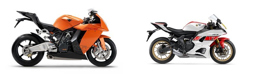 Motorrad Vergleich KTM 1190 RC8 2009 vs. Yamaha R7 World GP 60th ...