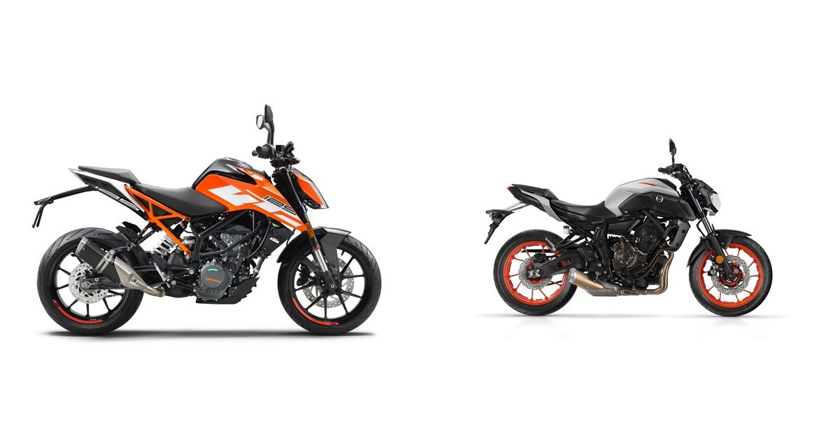 Motorrad Vergleich KTM 125 Duke 2019 vs. Yamaha MT-07 2019