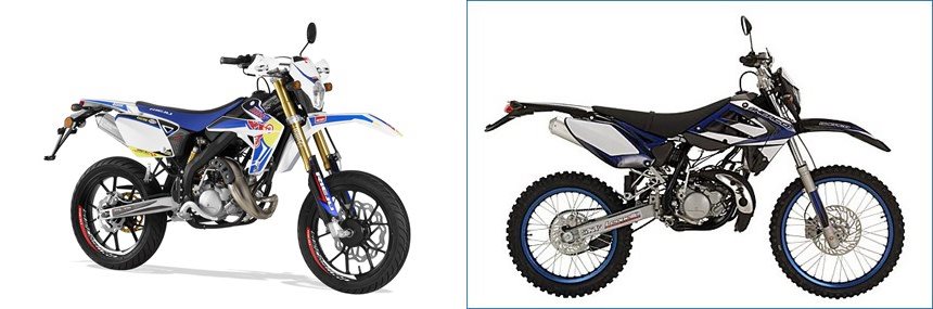 Motorrad Vergleich Rieju MRT Freejump 50 Supermoto 2015 vs. Sherco 50cc ...