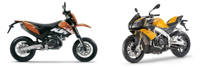 Motorrad Vergleich KTM 690 SMC 2008 vs. Aprilia Tuono V4 R APRC 2012