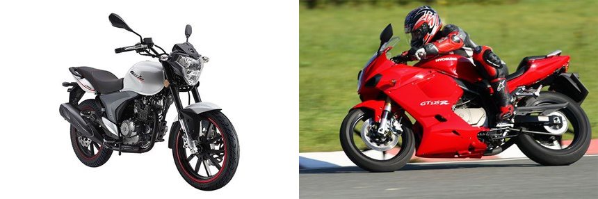 Motorrad Vergleich KSR Moto Code 125 2021 vs. Hyosung GT 125 R 2009