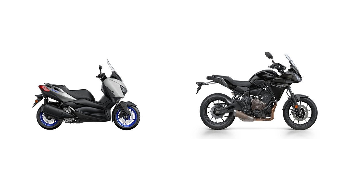 Motorrad Vergleich Yamaha XMAX 300 2021 vs. Yamaha Tracer 700 2017