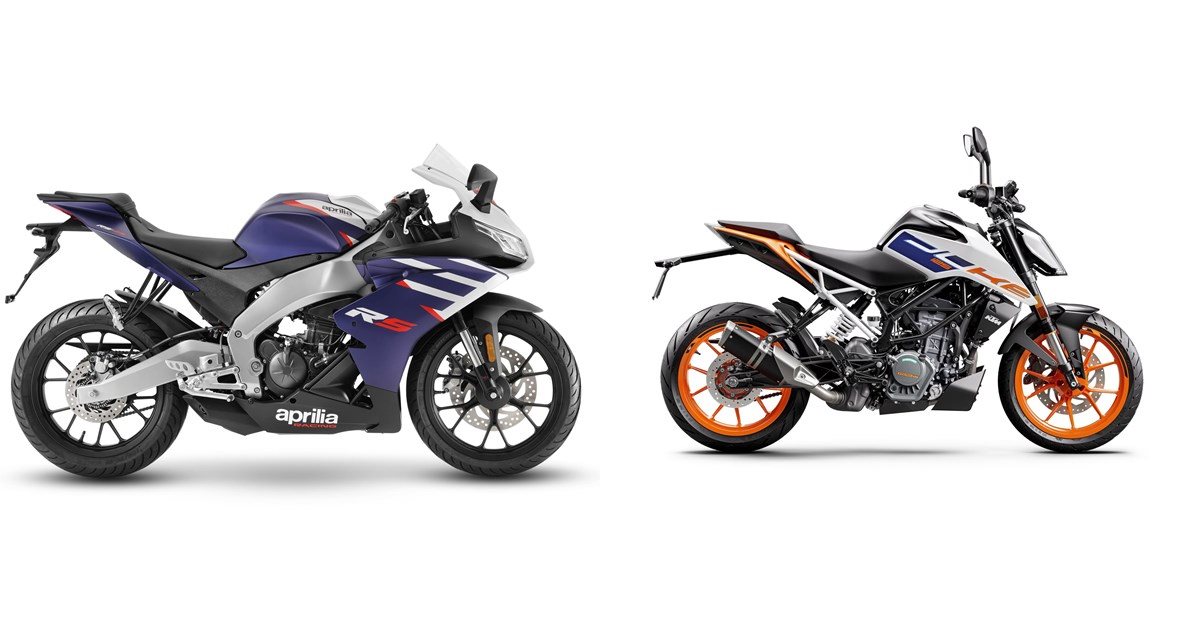 Motorrad Vergleich Aprilia RS 125 2021 vs. KTM 125 Duke 2023