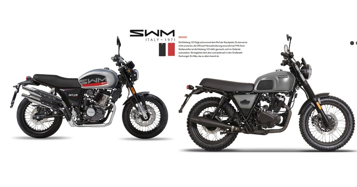 Motorrad Vergleich SWM Gran Milano Outlaw 125 2022 vs. Brixton Felsberg ...