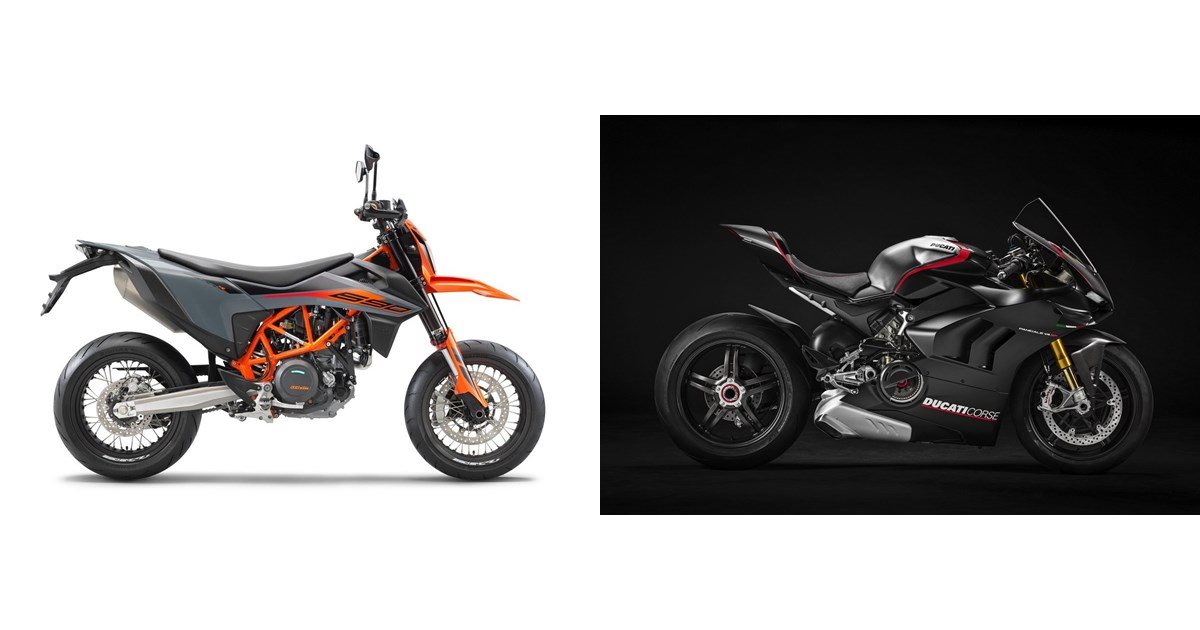 Motorrad Vergleich KTM 690 SMC R 2021 vs. Ducati Panigale V4 SP 2021