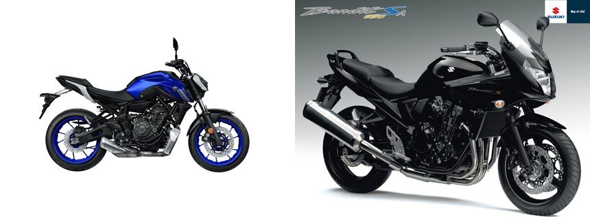 Motorrad Vergleich Yamaha MT-07 2021 vs. Suzuki Bandit 650S 2010