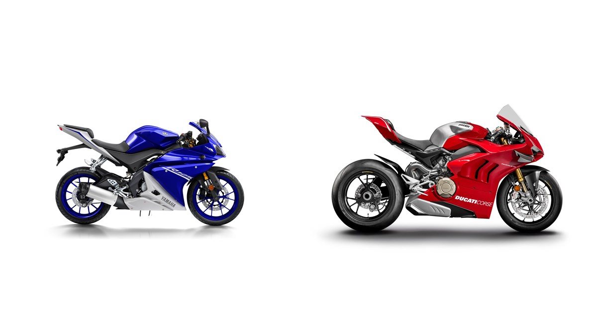 Motorrad Vergleich Yamaha R125 2017 vs. Ducati Panigale V4 R 2020