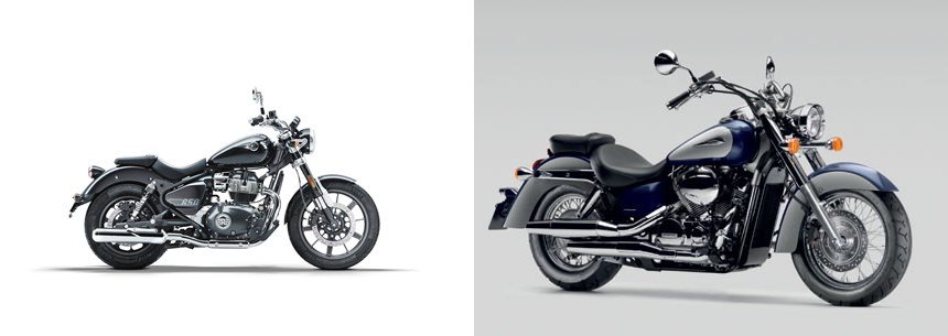 Motorrad Vergleich Royal Enfield Super Meteor 650 2023 vs. Honda VT 750 ...
