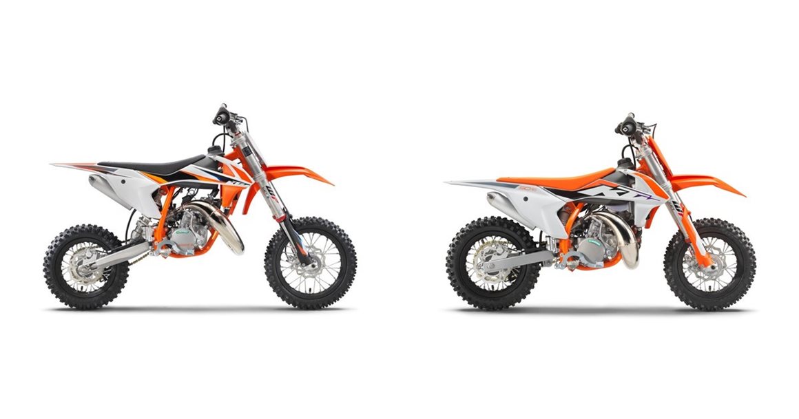 Motorrad Vergleich KTM 50 SX 2022 vs. KTM 50 SX Mini 2023