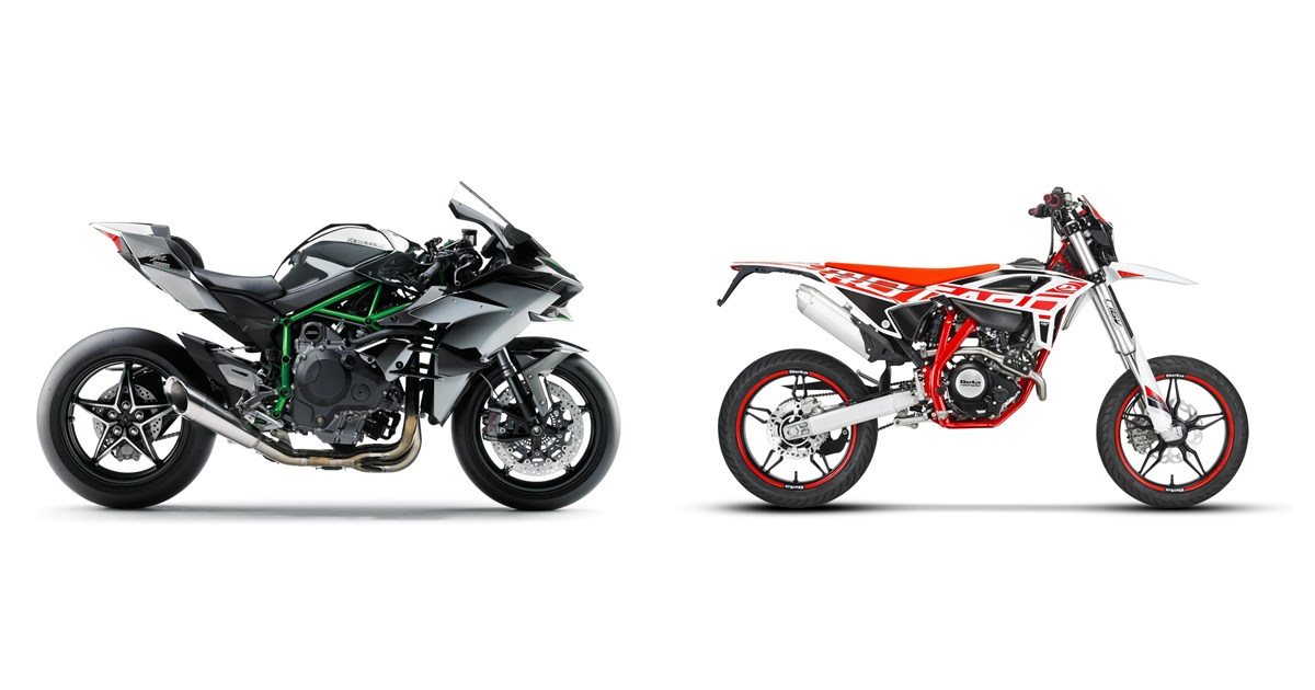 Motorrad Vergleich Kawasaki Ninja H2R 2015 vs. Beta RR 125 LC Motard 2021