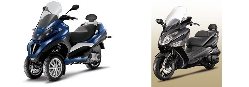 Motorrad Vergleich Piaggio MP3 LT 400 2009 vs. Sym GTS 300i 2014