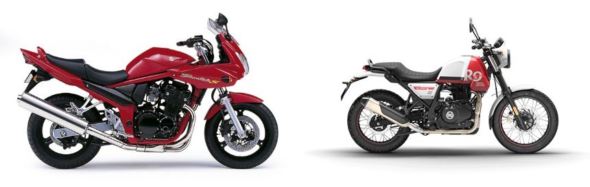 Motorrad Vergleich Suzuki Bandit 600S 2005 vs. Royal Enfield Scram 411 2023