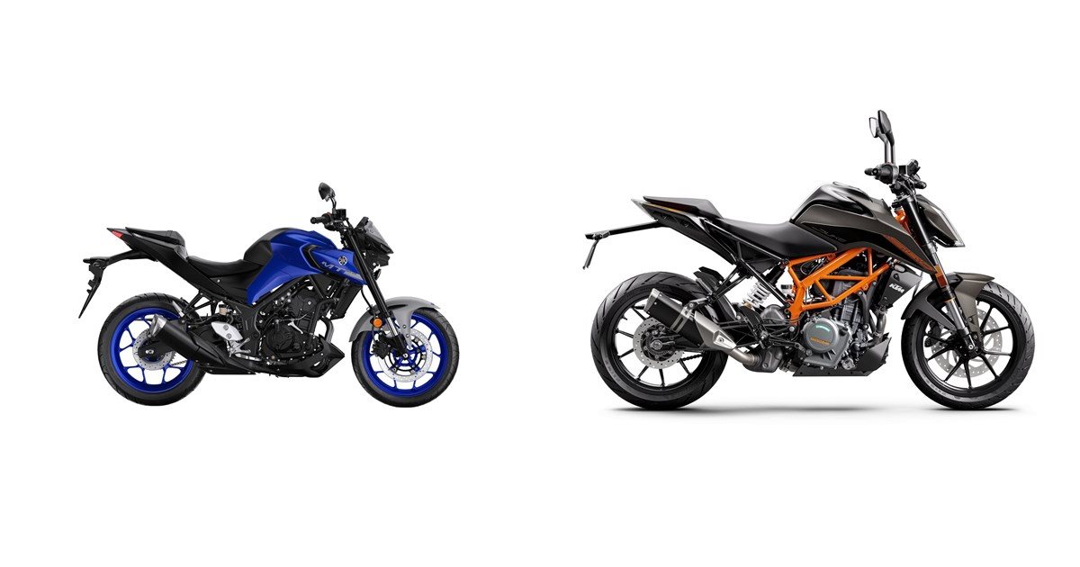 Motorrad Vergleich Yamaha MT-03 2021 vs. KTM 390 Duke 2023