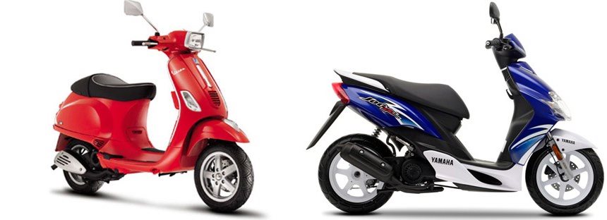Motorrad Vergleich Vespa S 50 2T 2011 vs. Yamaha Jog-R 2009