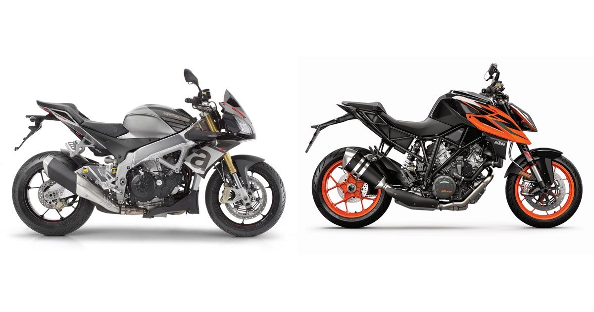 Motorrad Vergleich Aprilia Tuono V4 1100 RR 2015 vs. KTM 1290 Super ...